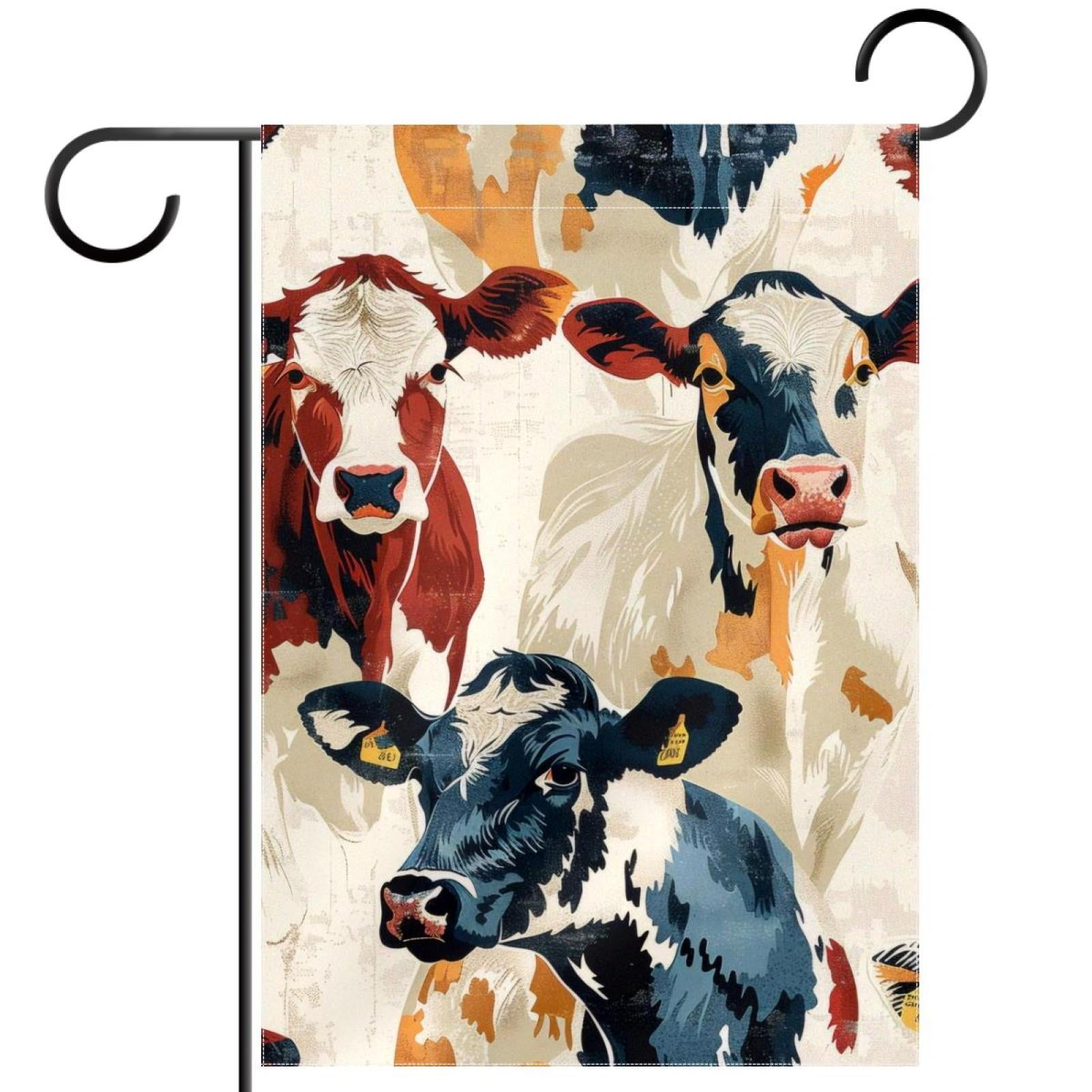 Farmhouse Cow Aesthetic Pattern Welcome Garden Flags, 12 x 18 Inch ...