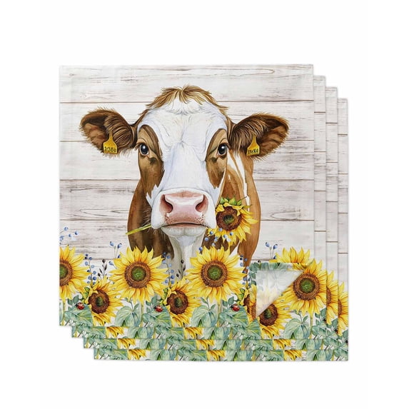 Farmhouse Cow Cloth Napkins Set of 4 Reusable Dinner Napkins, Vintage ...
