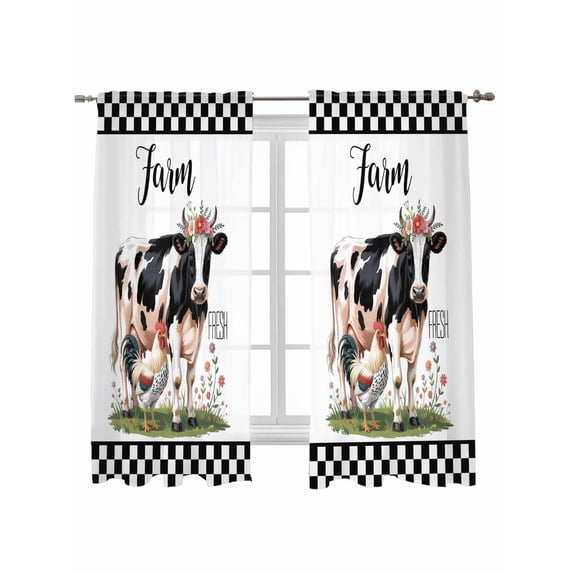 Farmhouse Cow Curtains 72 Inch Length,Sheer Curtains for Bedroom Living ...