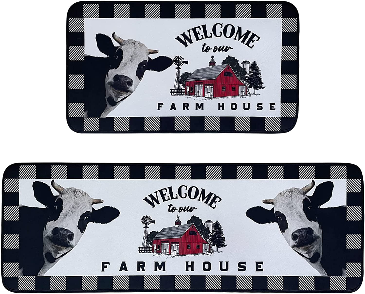 Farmhouse Cow Kitchen Rugs,Non Skid Washable Microfiber mats for ...