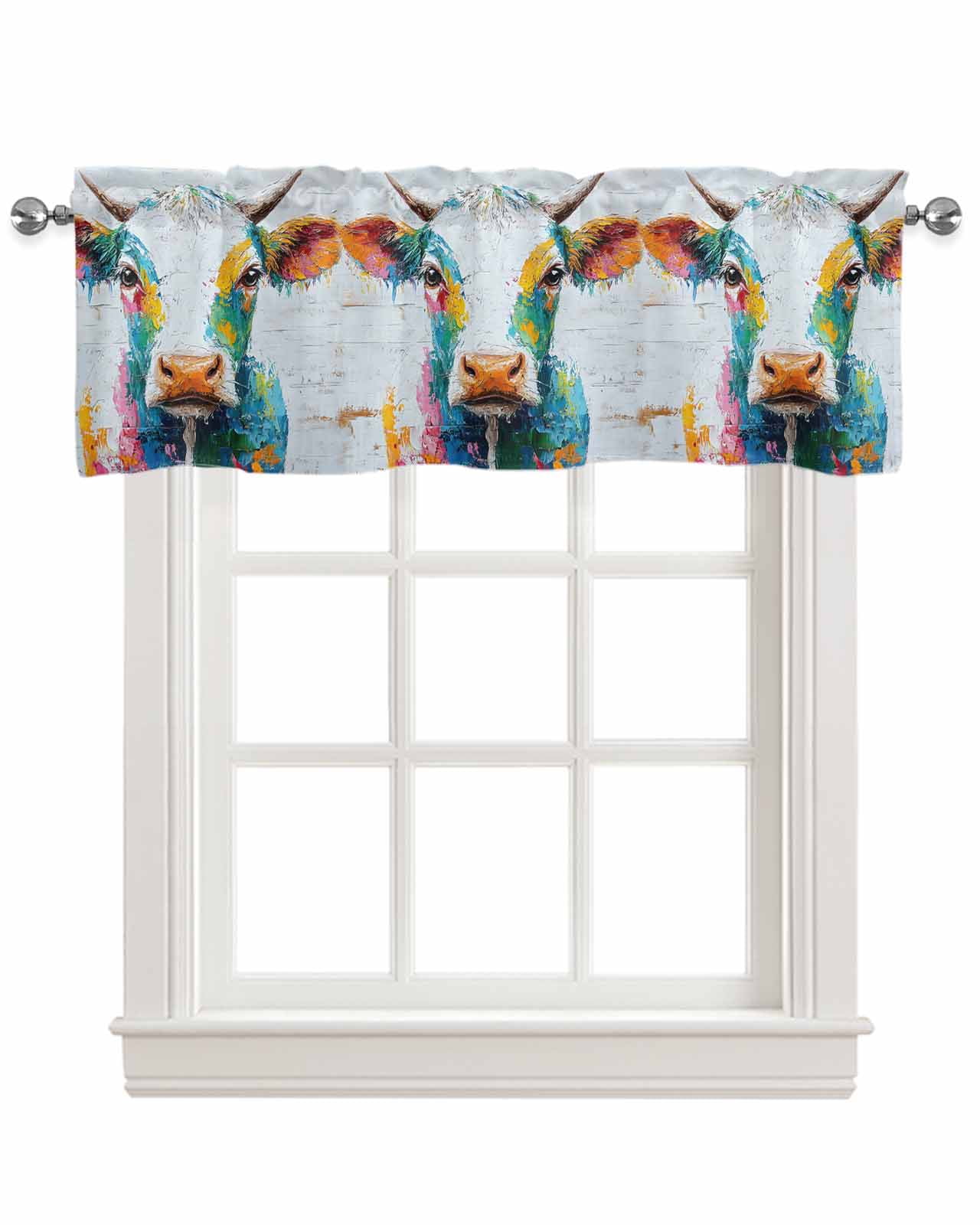 Farmhouse Cow Kitchen Valances for Windows Farmhouse Linen Window ...