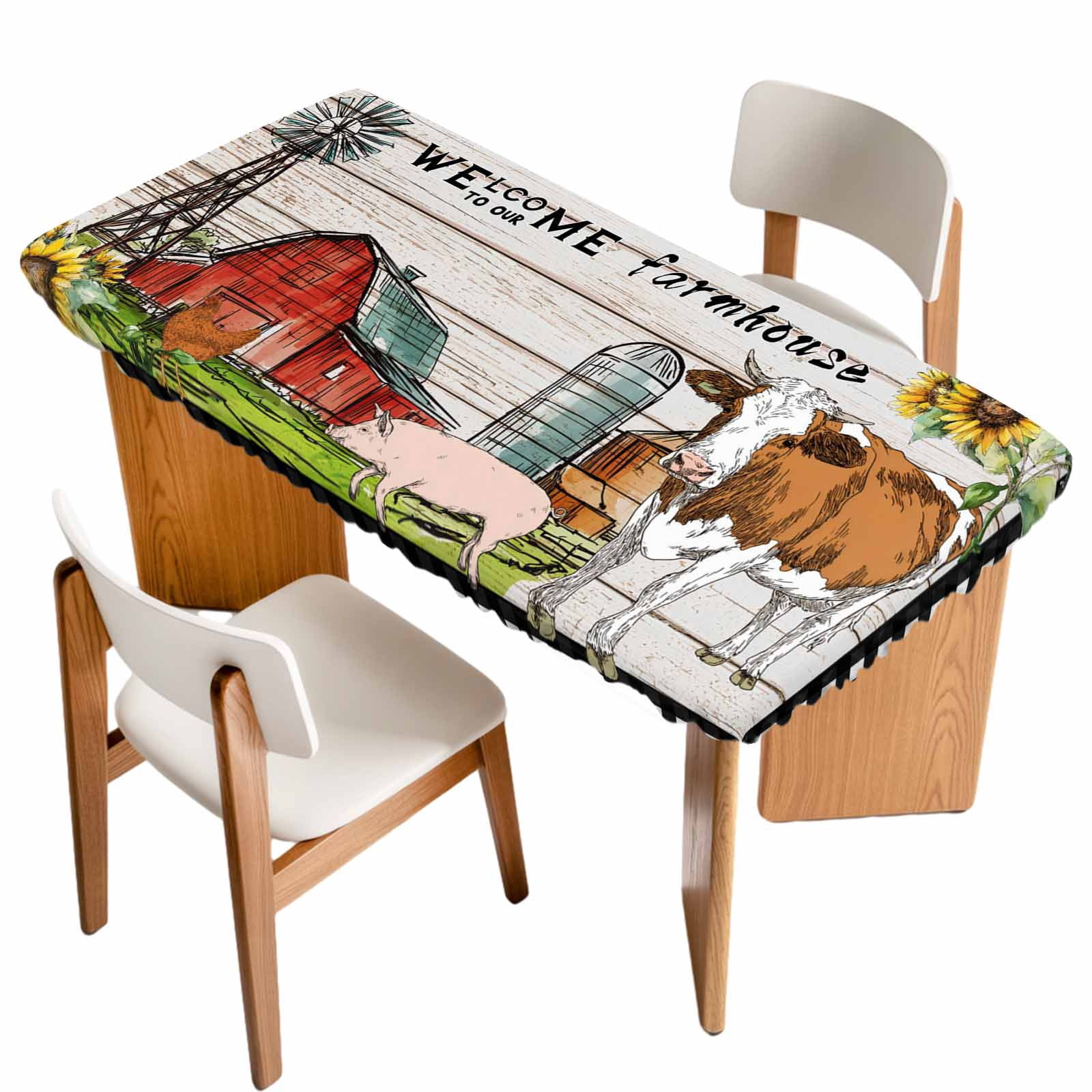 Farmhouse Cow Table Cloths for 5 Foot Rectangle Tables, Country ...