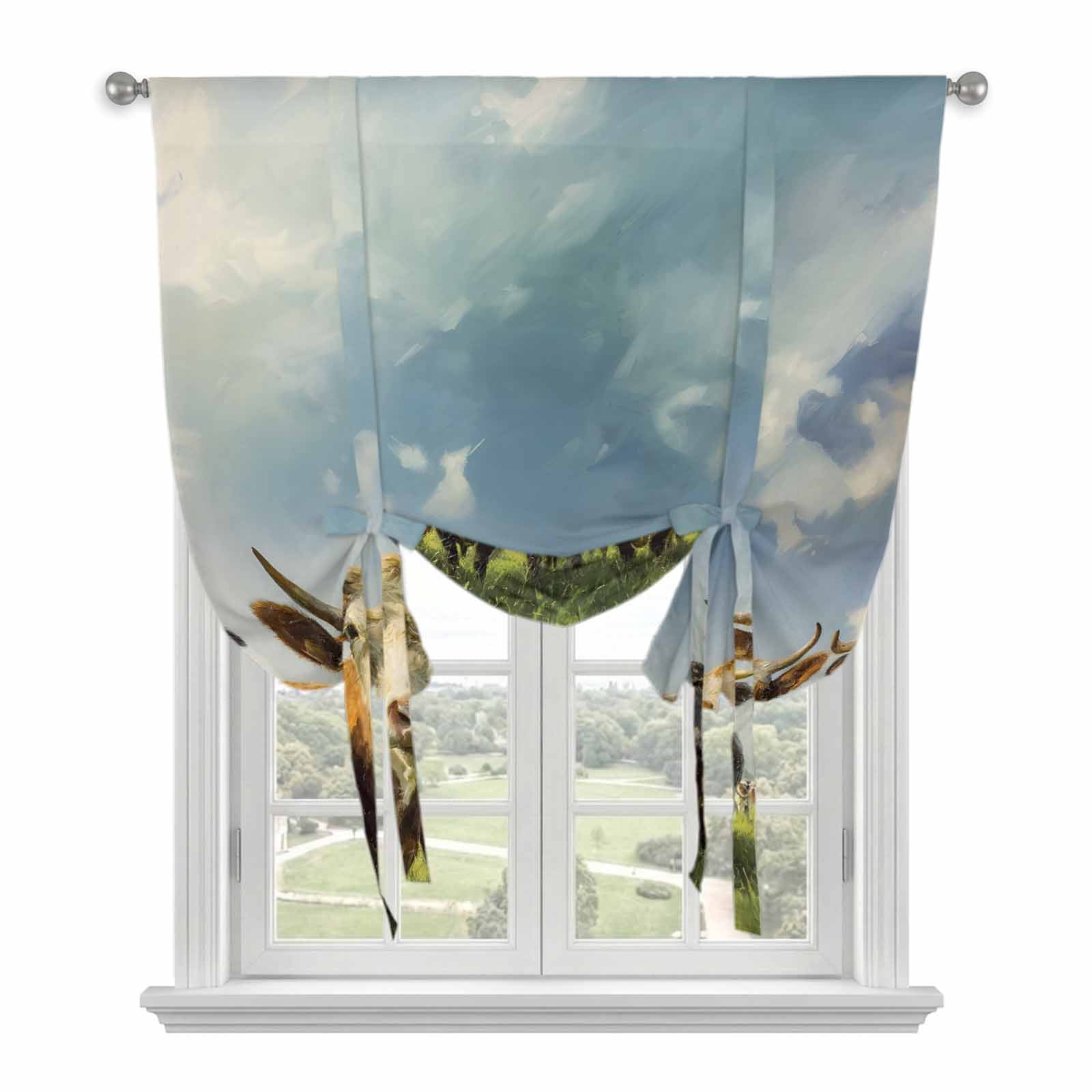 Farmhouse Cow Tie Up Curtains for Window, Thermal Insulated Balloon ...