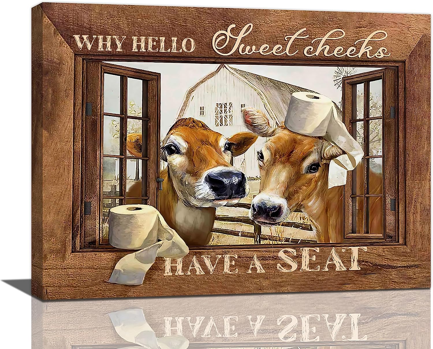 Farmhouse Cow Wall Art Rustic Cow Bathroom Pictures Wall Decor Farm ...