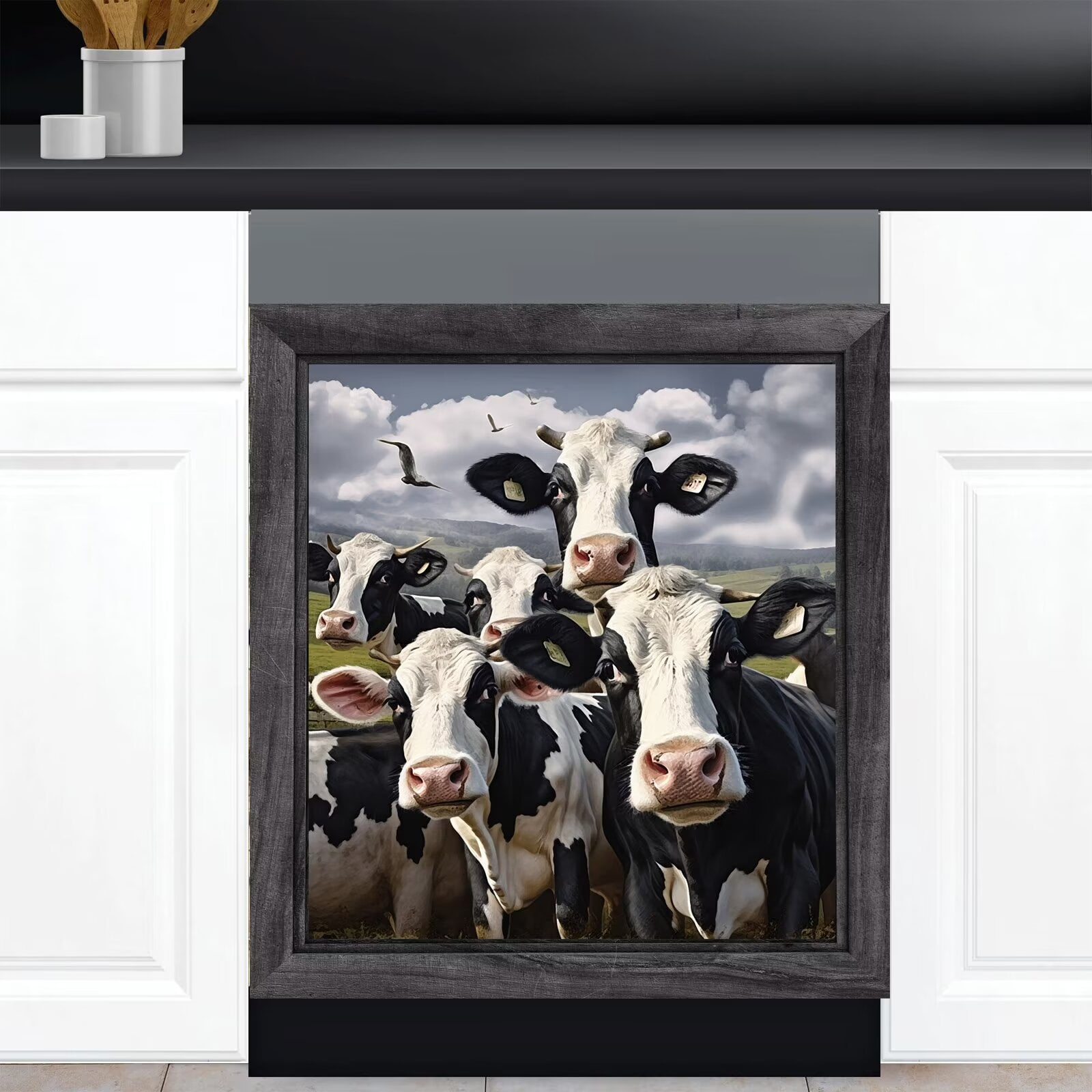 Farmhouse Cows Magnetic Dishwasher Cover,Country Cattle Dishwasher ...