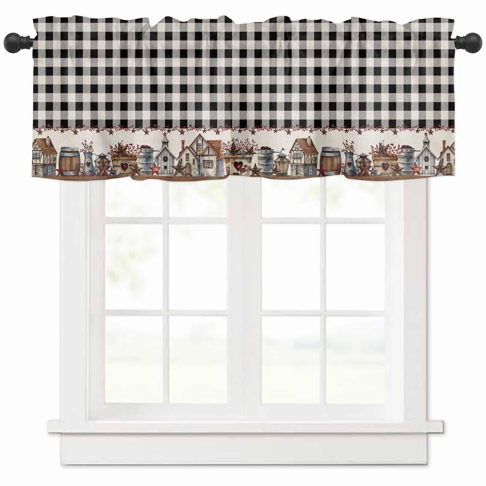 Farmhouse Curtain Valance for Windows/Kitchen/Living Room/Bedroom ...