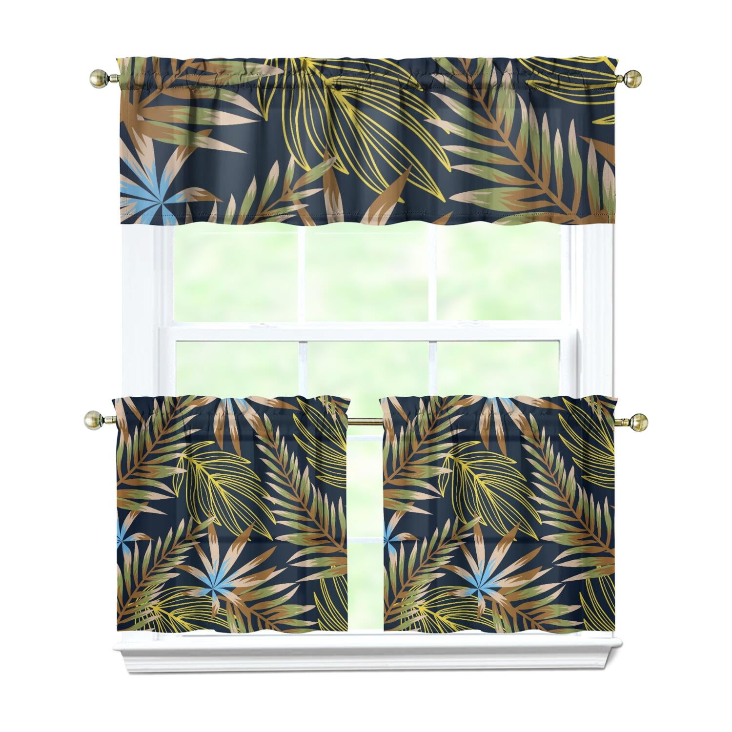 Farmhouse Curtains Set with Hawaiian Floral and Jungle Leaves, Tropical ...
