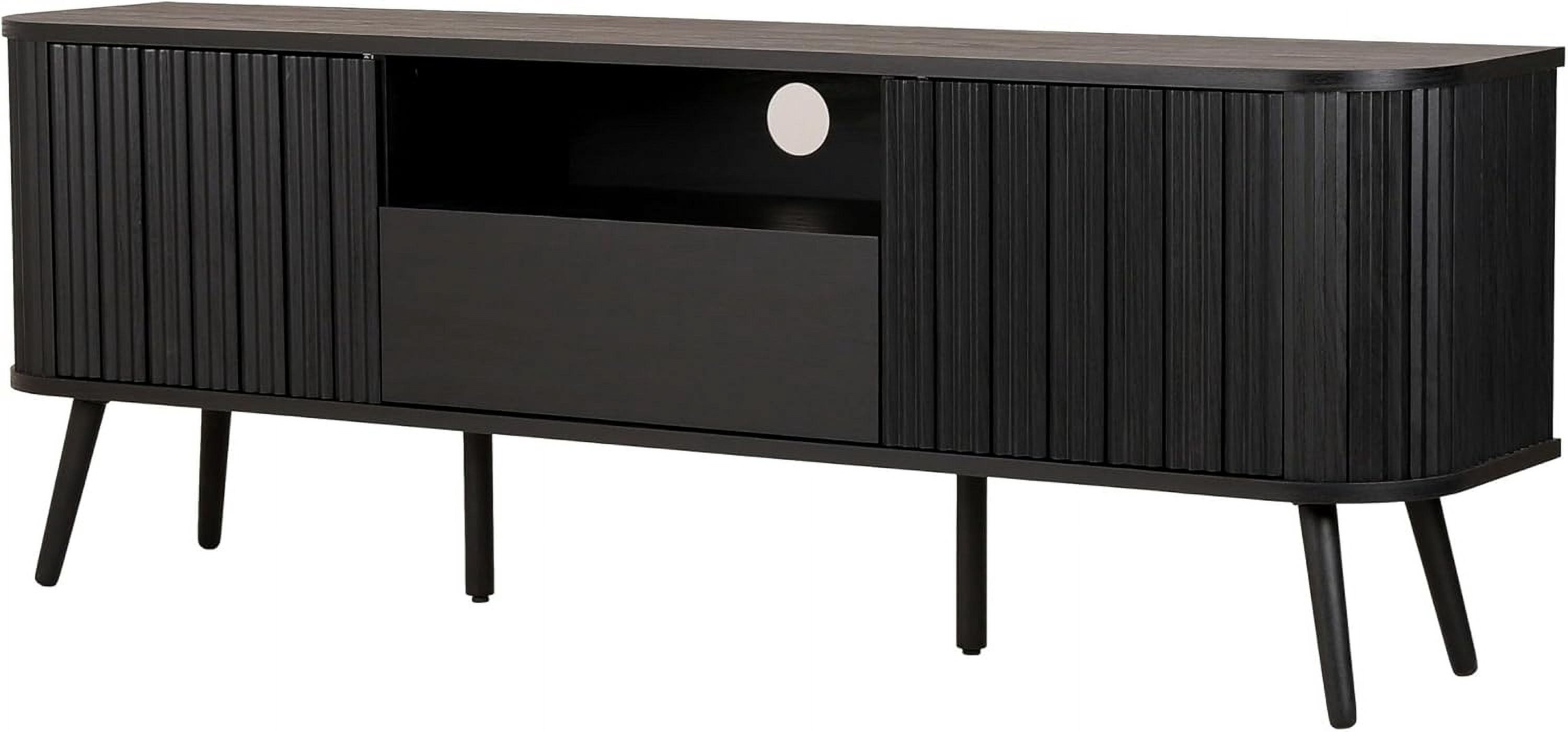 Farmhouse Curved TV Stand with Drawer and Storage Doors Fits TVs up to ...
