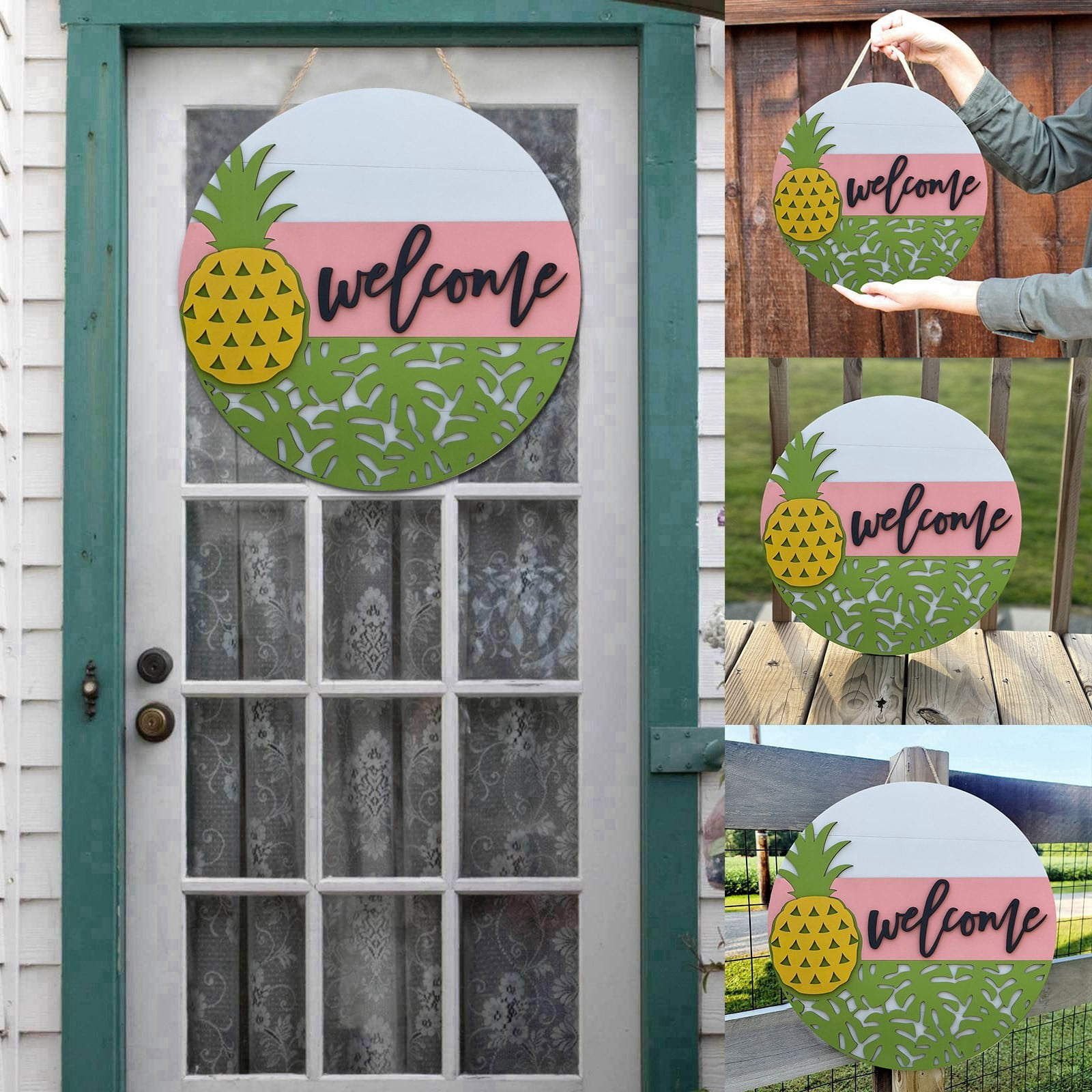 Farmhouse Cute Pineapple Door Sign Eye Catching Front Door Hanging ...
