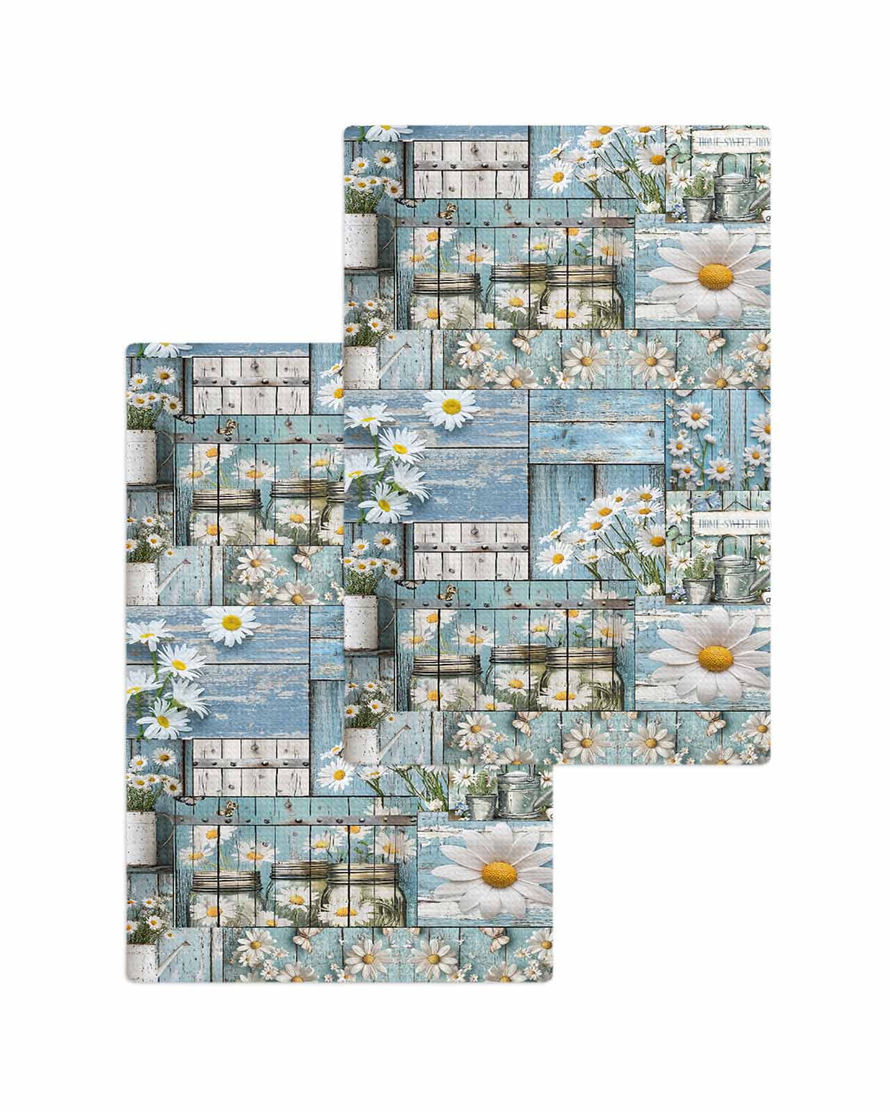 Farmhouse Daisies Kitchen Dish Towels for Drying Dishes Set of 2 ...