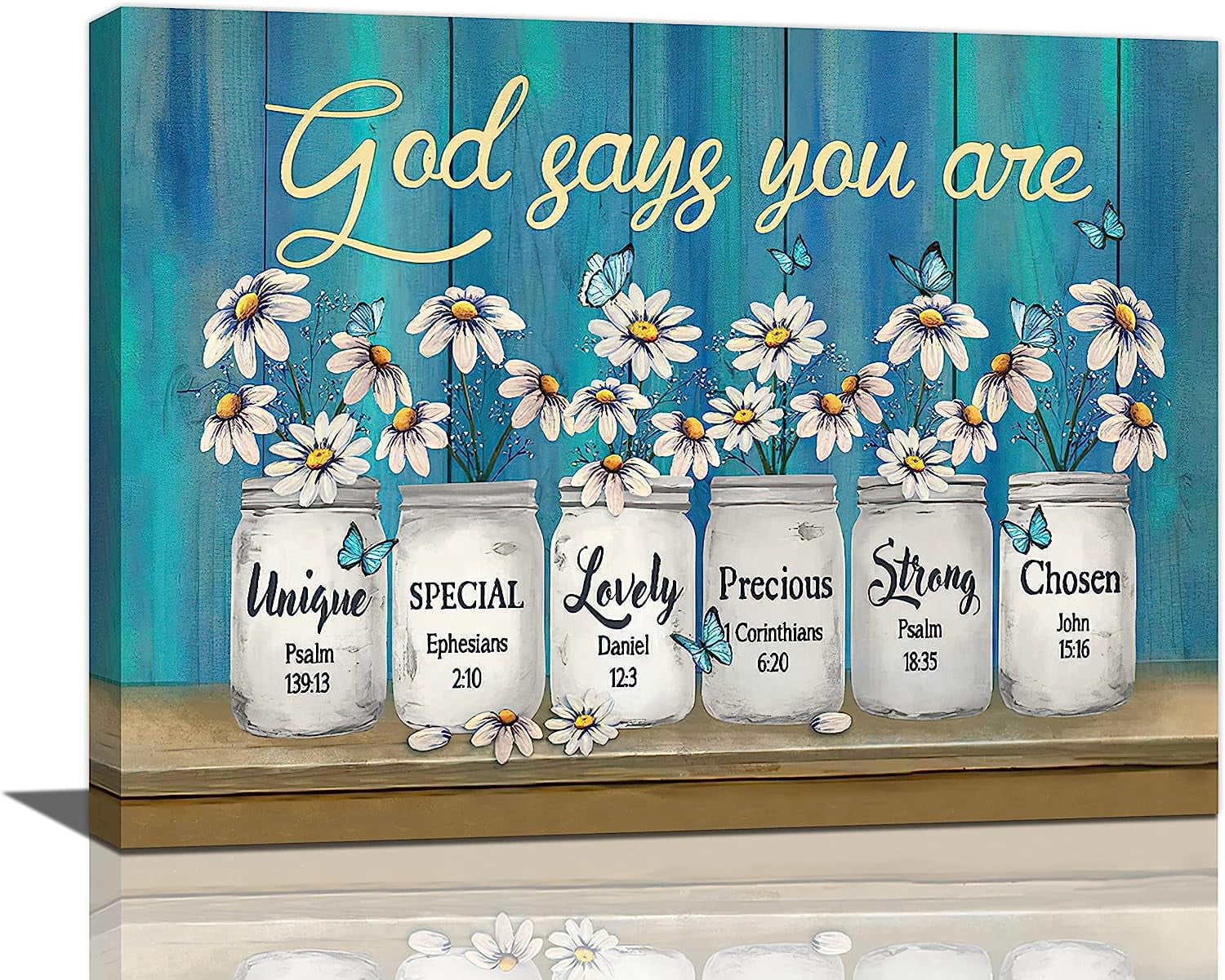 Farmhouse Daisy Flower Bathroom Decor Wall Art God Says You Are Rustic ...