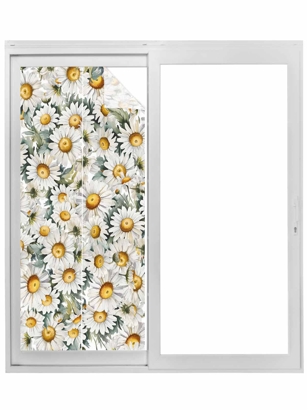 Farmhouse Daisy Window Privacy Film, Spring Vintage Country Flower ...