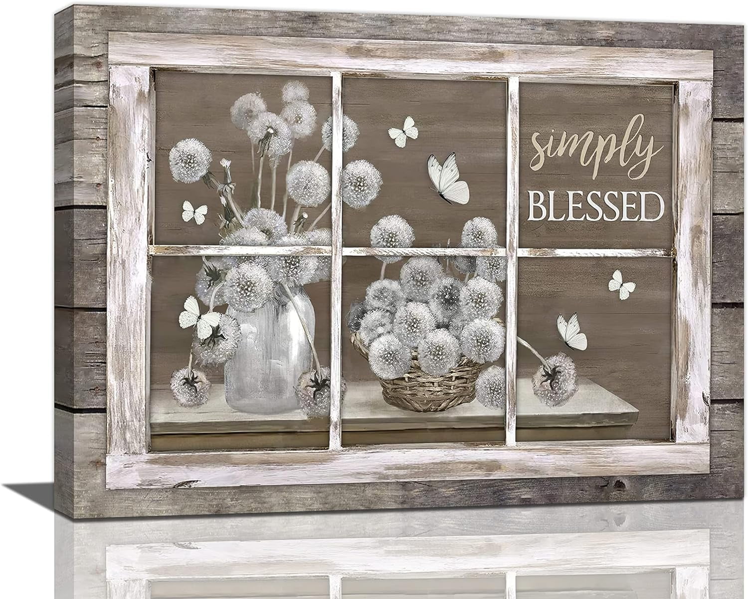 Farmhouse Dandelion Bathroom Wall Art Country Rustic Dandelion Floral ...
