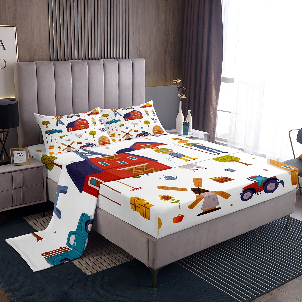 Farmhouse Decor Bed Sheets Set Garden Windmill Decor Rustic Sheet Set ...