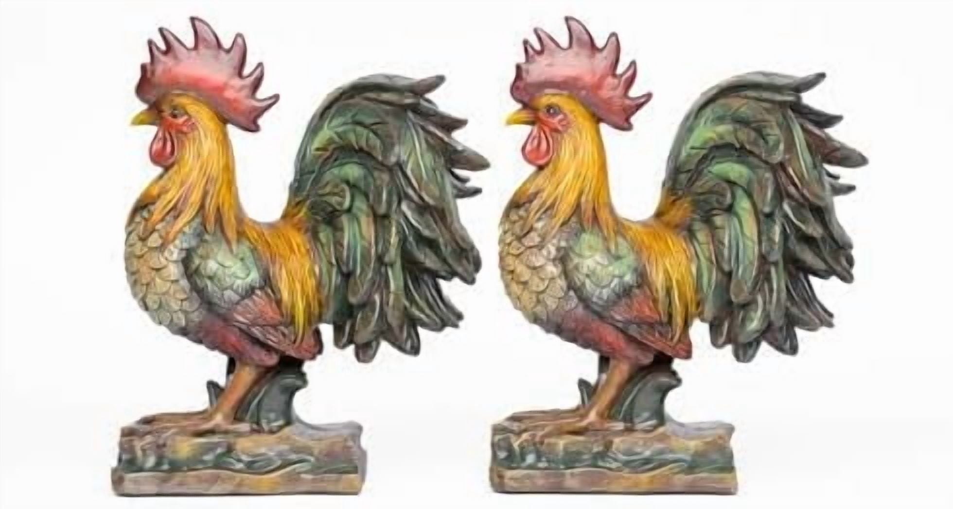 Farmhouse Decor, Decorative Roosters, Bookends, 2 Piece Set ...