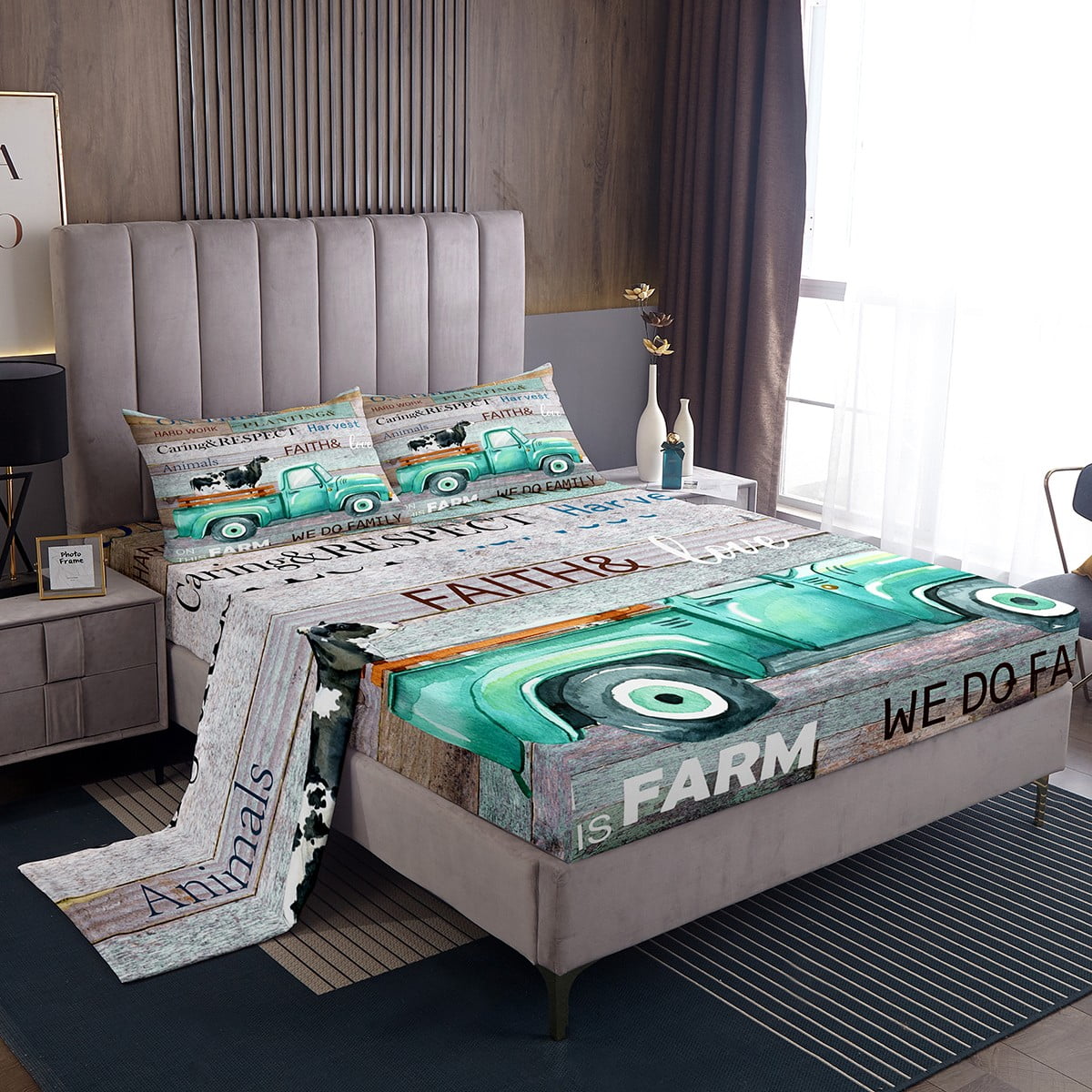 Farmhouse Decor Milk Cow Bed Sheets Set Queen,Farm Animals Sheet Set ...