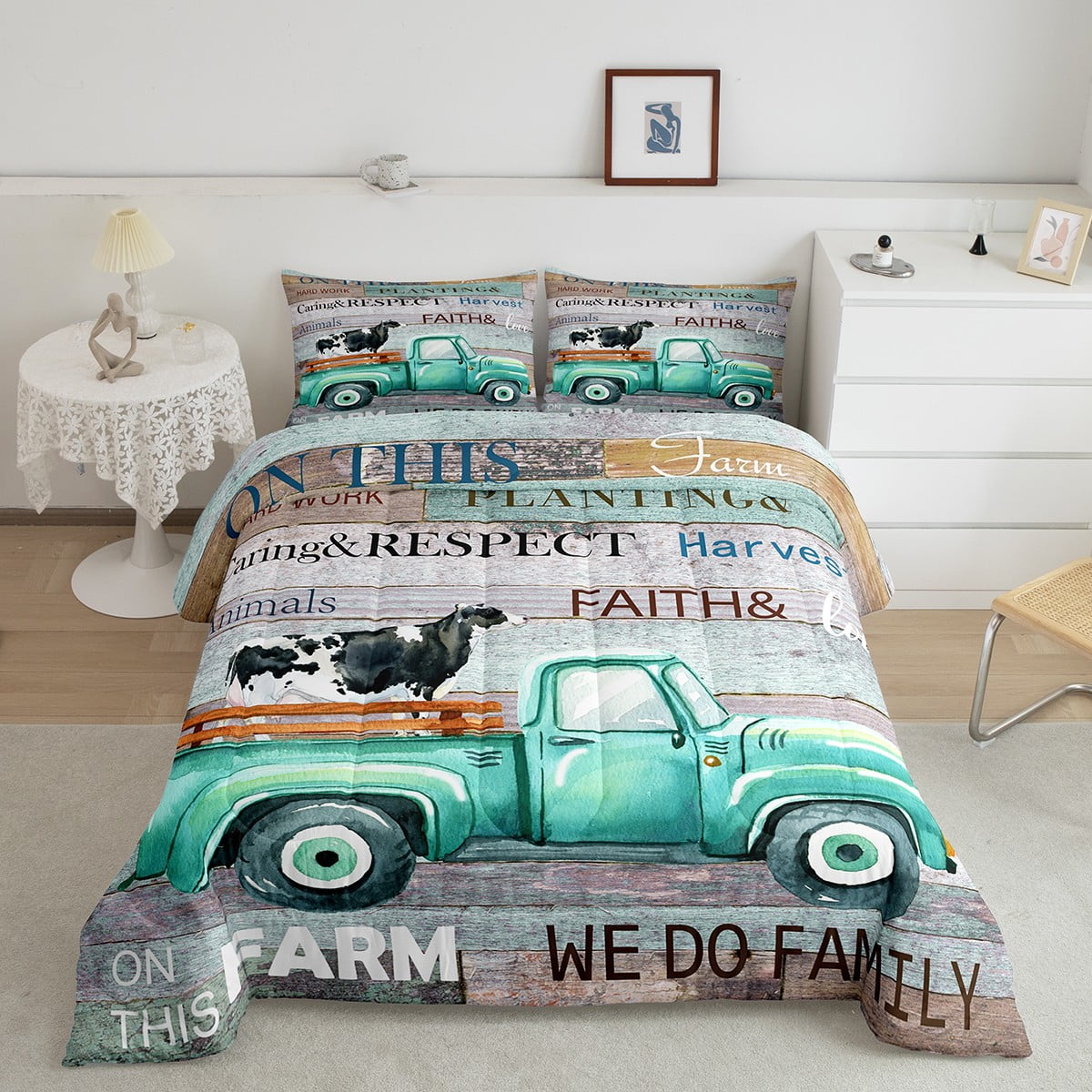 Farmhouse Decor Milk Cow Comforter Set Twin,Farm Animals Bedding Set ...