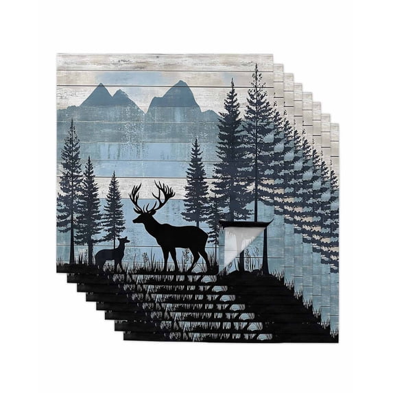 Farmhouse Deer Cloth Napkins Set of 8 Reusable Dinner Napkins, Vintage ...