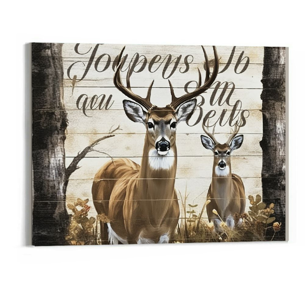 Farmhouse Deer Wall Art Rustic Wildlife Elk Wall Decor Deer Couple ...