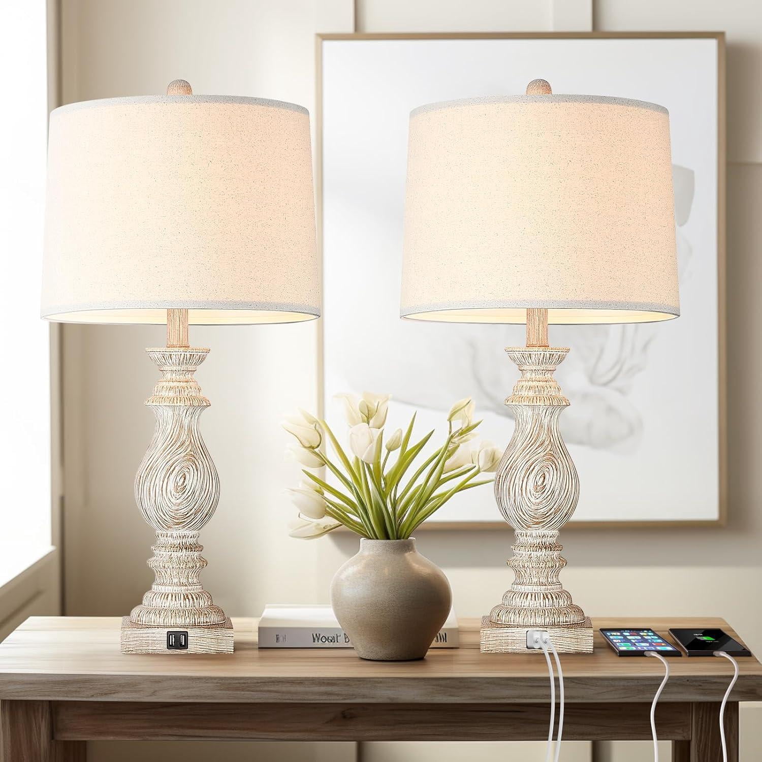 Farmhouse Dimmable Table Lamps Set of 2 for Living Room, 26.3”Mid ...