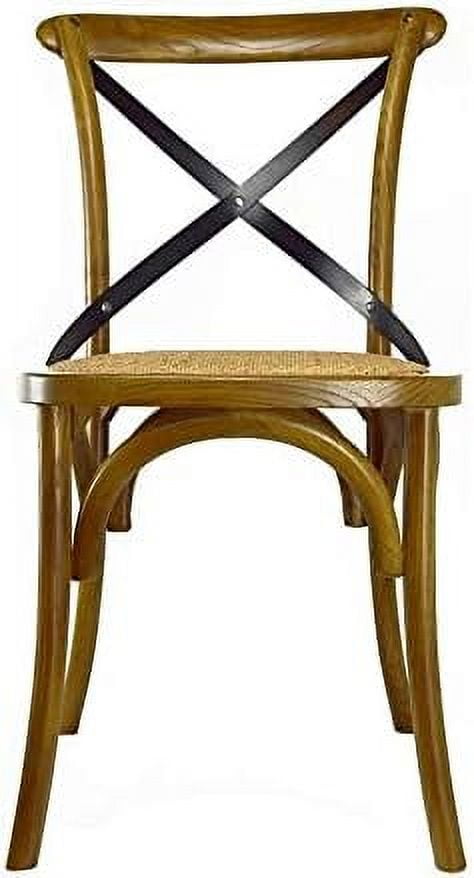 Farmhouse Dining Chair with Woven Rattan Seat | Wood Frame with Metal X ...