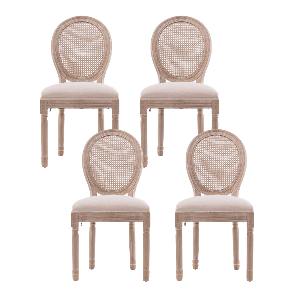 Farmhouse Dining Chairs, Antique Painting Linen Fabric Side Chair ...