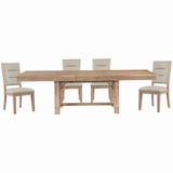 Farmhouse Dining Table Set for 4, Extendable Wood Table & Beige ...