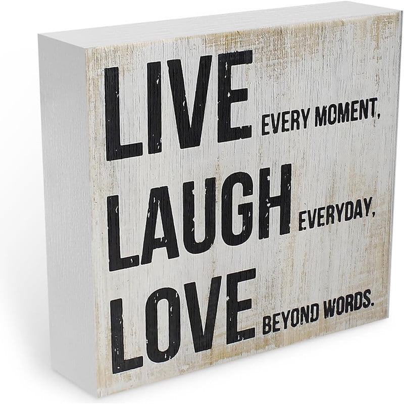 Farmhouse Distressed Wood Box Sign Vintage Signs Decor For Home Wall ...