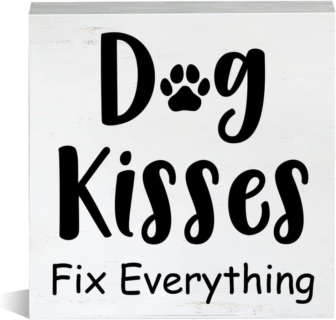 Farmhouse Dog Kisses Fix Everything Wooden Box Sign Dog Lovers Wood ...