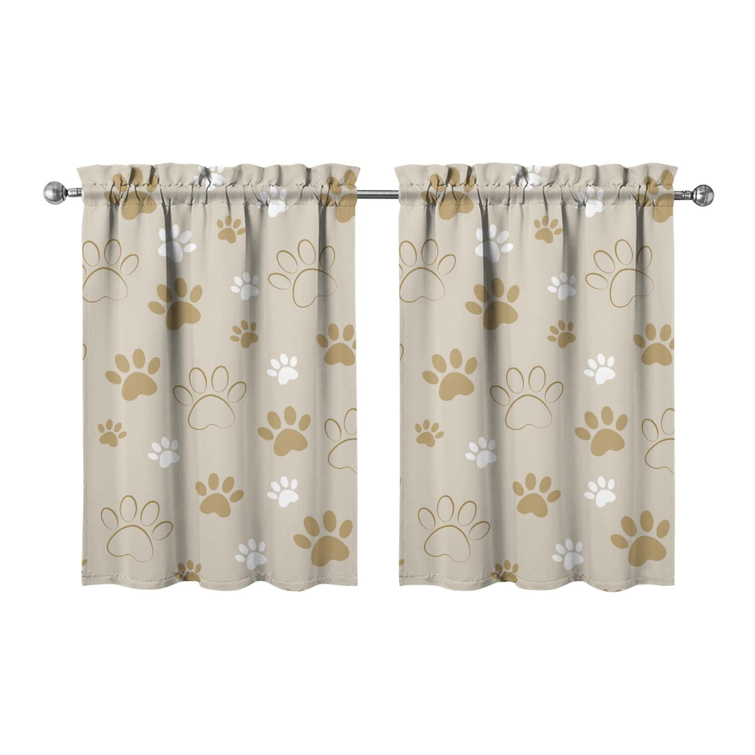 Farmhouse Dog Print Kitchen Curtains 2 Panels - 27.5x36 Inch Semi-Sheer ...