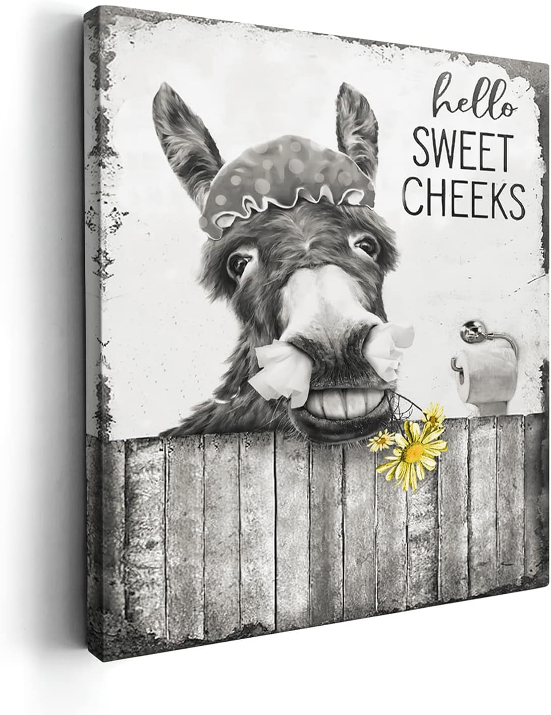 Farmhouse Donkey Bathroom Decor Wall Art Funny Farmhouse Donkey ...