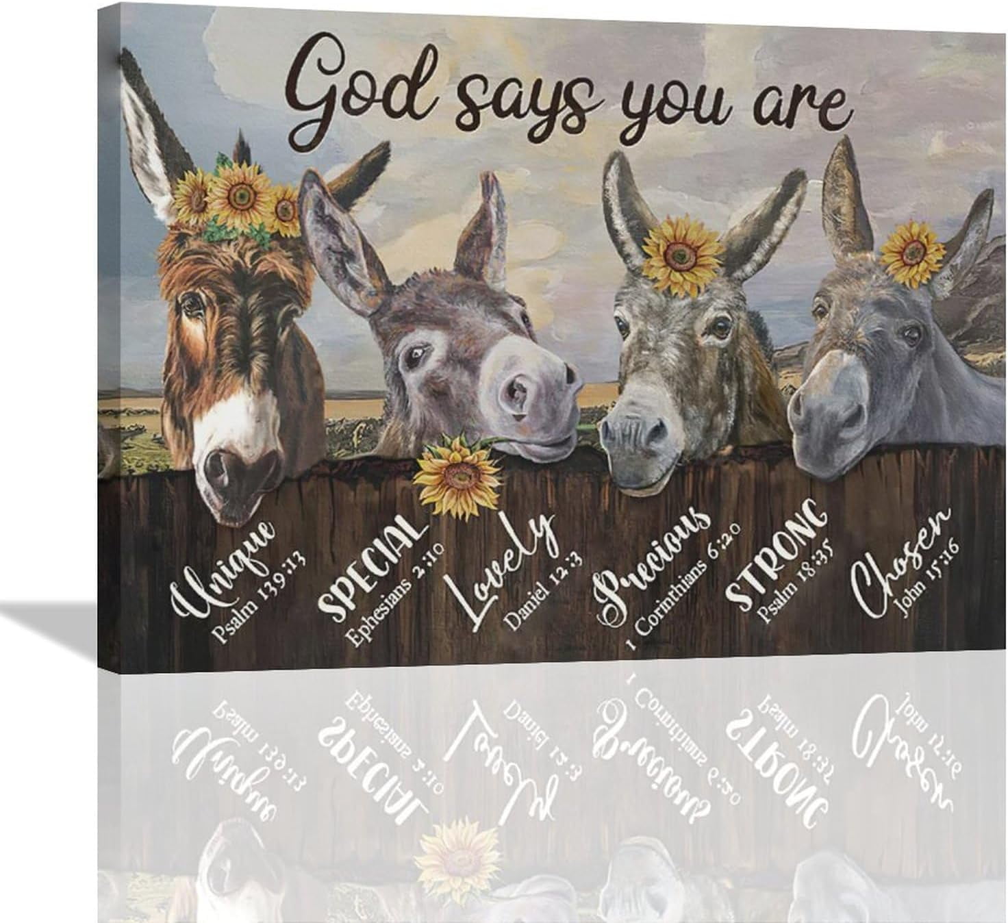 Farmhouse Donkey Sunflower Wall Art Country Donkey Farmhouse Pictures ...