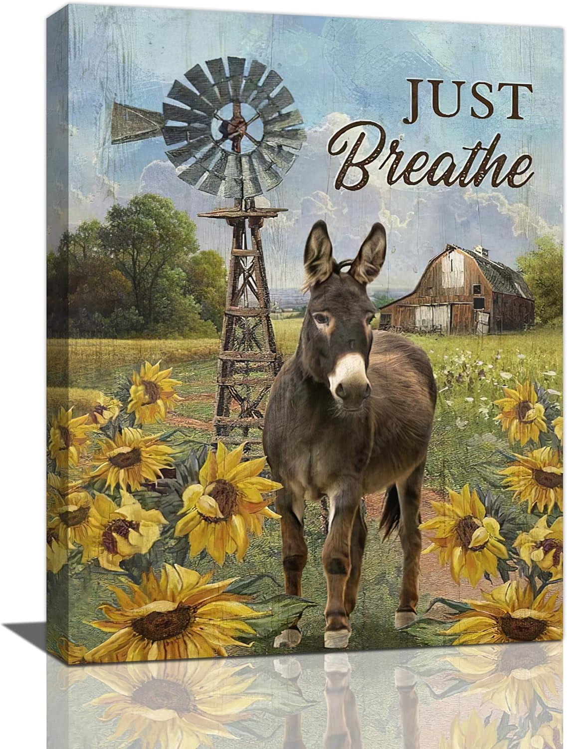 Farmhouse Donkey Wall Art Rustic Old Barn Windmill Pictures Wall Decor ...