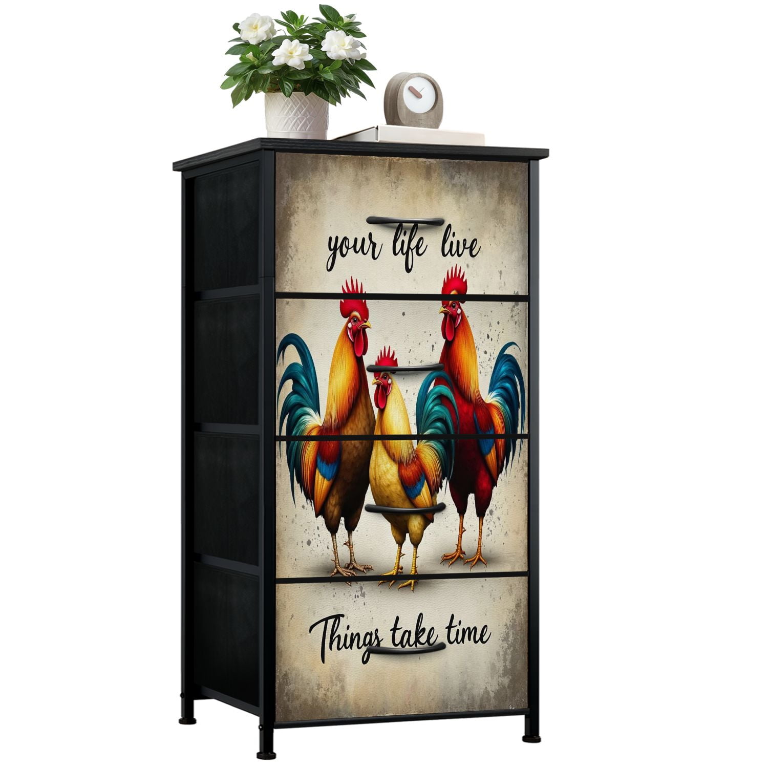 Farmhouse Dresser for Bedroom with 4 Storage Drawers Chicken Kitchen ...