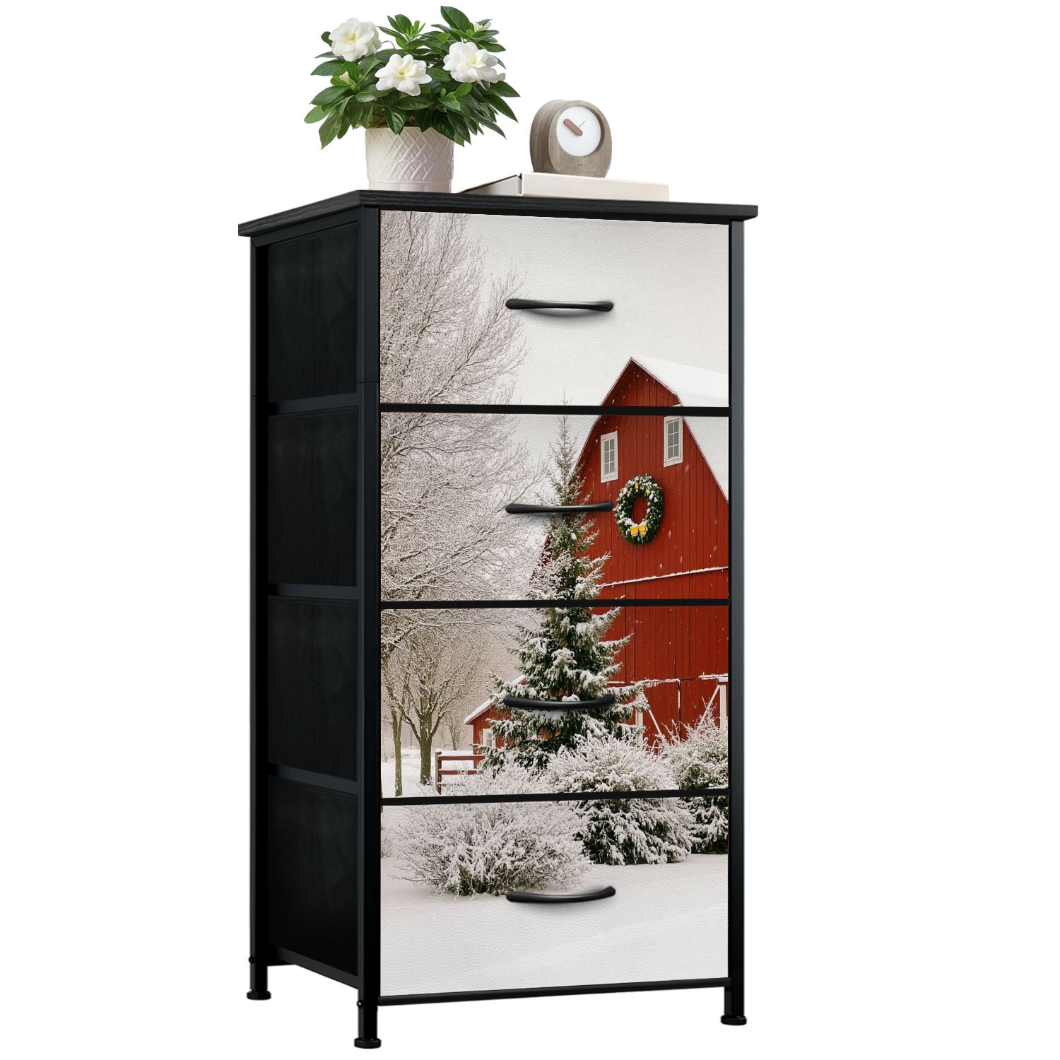 Farmhouse Dresser for Bedroom with 4 Storage Drawers Nature Snow ...