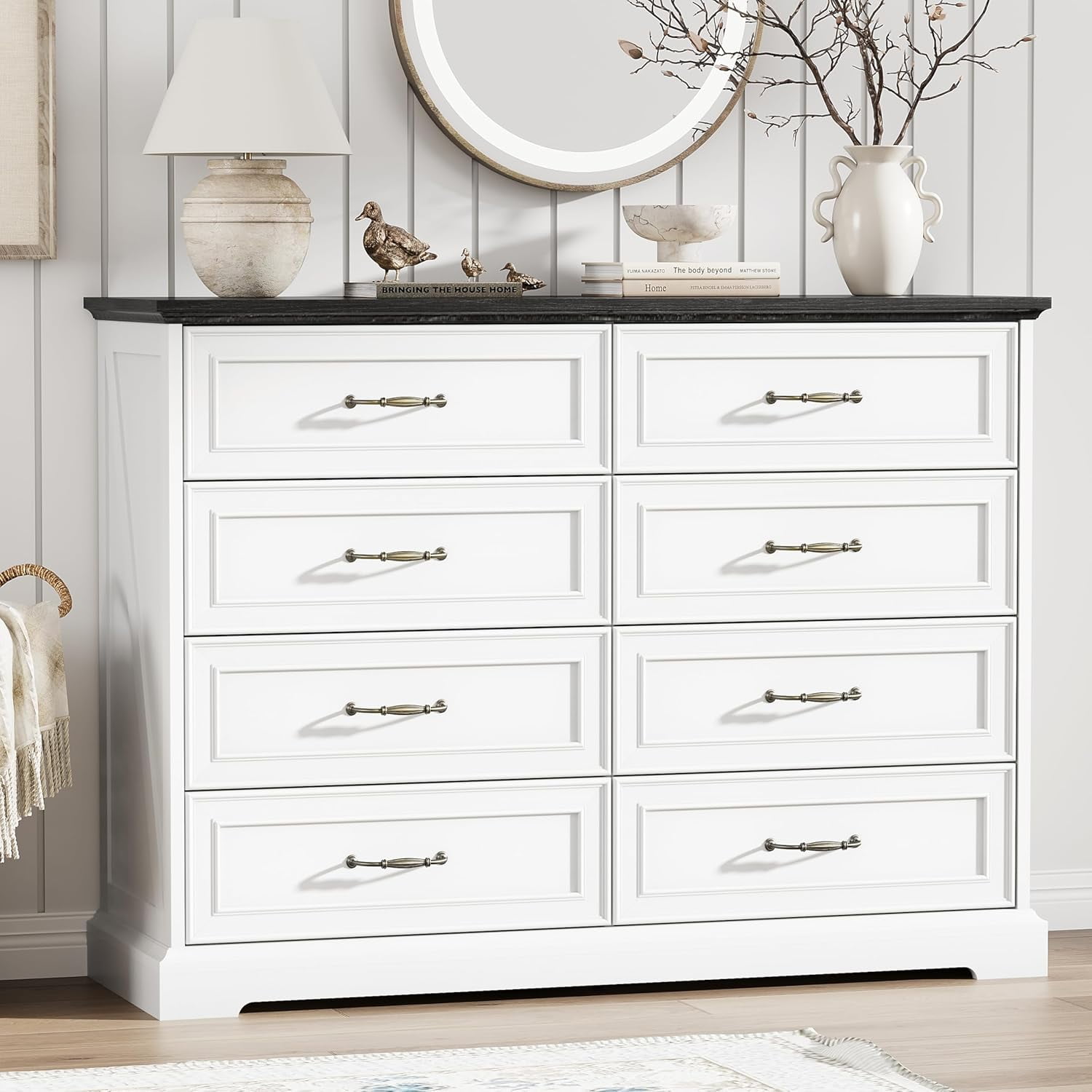 Farmhouse Dresser for Bedroom with 6 Drawer Dresser for Closet Rustic ...