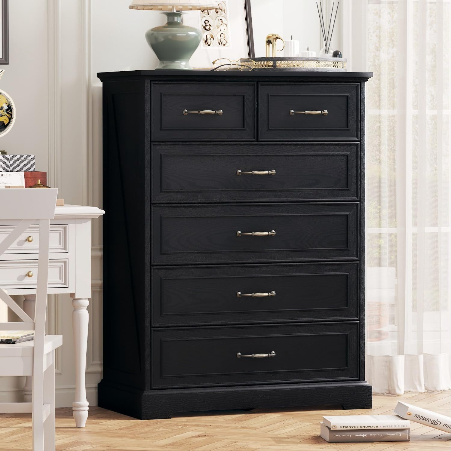 Farmhouse Dresser for Bedroom with 6 Drawer Dresser for Closet Rustic ...