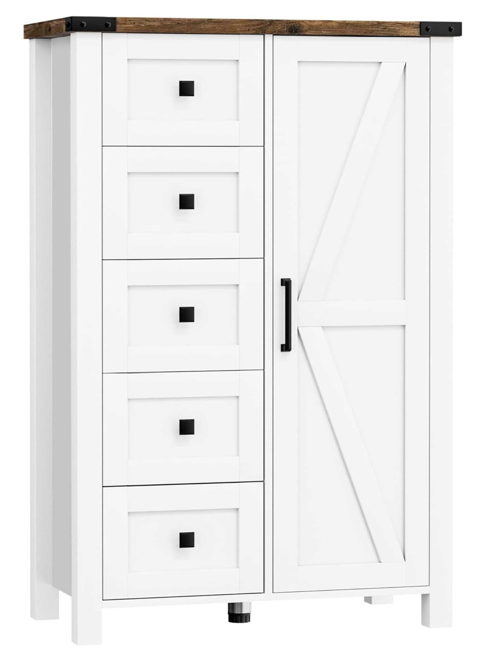 Farmhouse Dresser Storage Cabinet Chest of Drawer for Bedroom, 5 Drawer ...