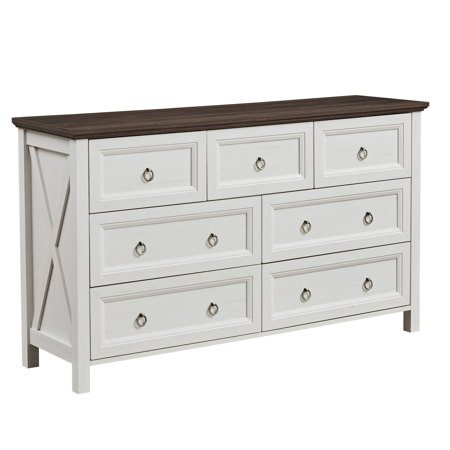 Farmhouse Dresser with 7 Drawers Rustic TV Stand Distressed Wood ...