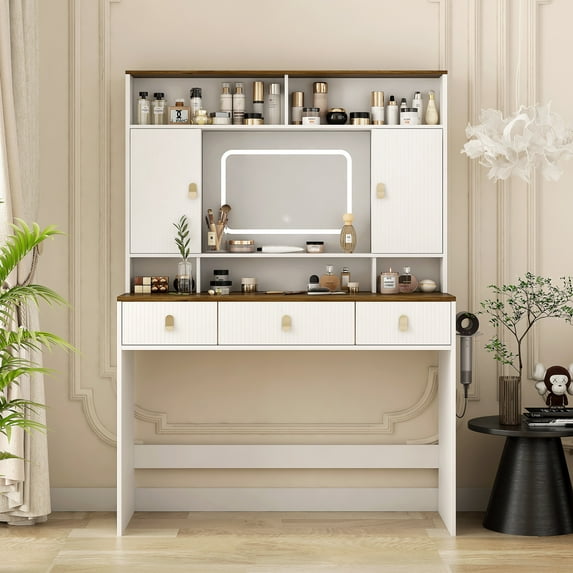 Farmhouse Dressing Table Makeup Table, 43" Wide Dressing Table with ...