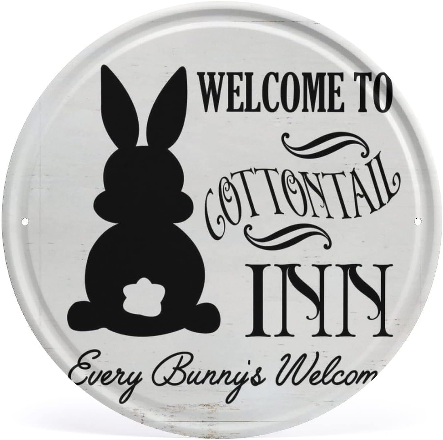 Farmhouse Easter Bunny Cottontail Round Metal Tin Sign Easter Sign ...