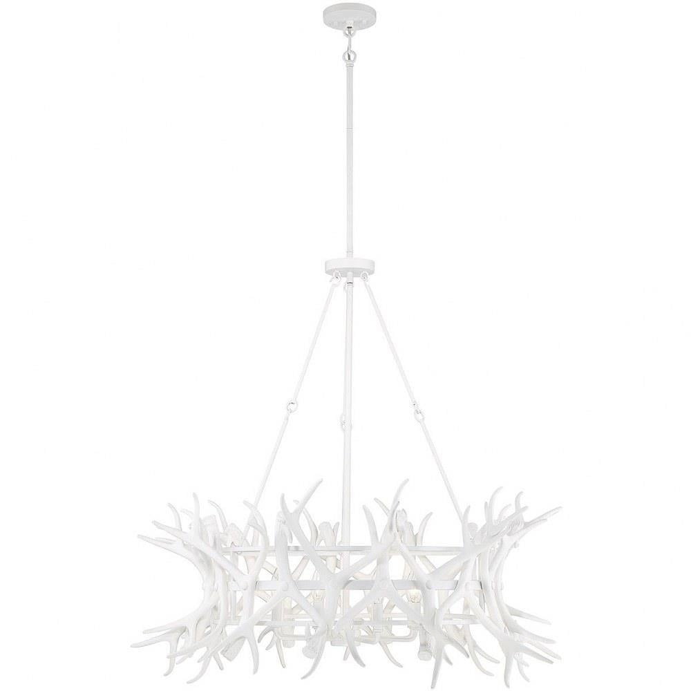 Farmhouse Eight Light Chandelier-Matte White Finish Bailey Street Home ...