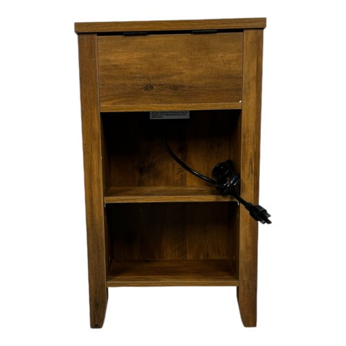 Farmhouse End Table Bedside Table with Charging Station,Night Stand ...