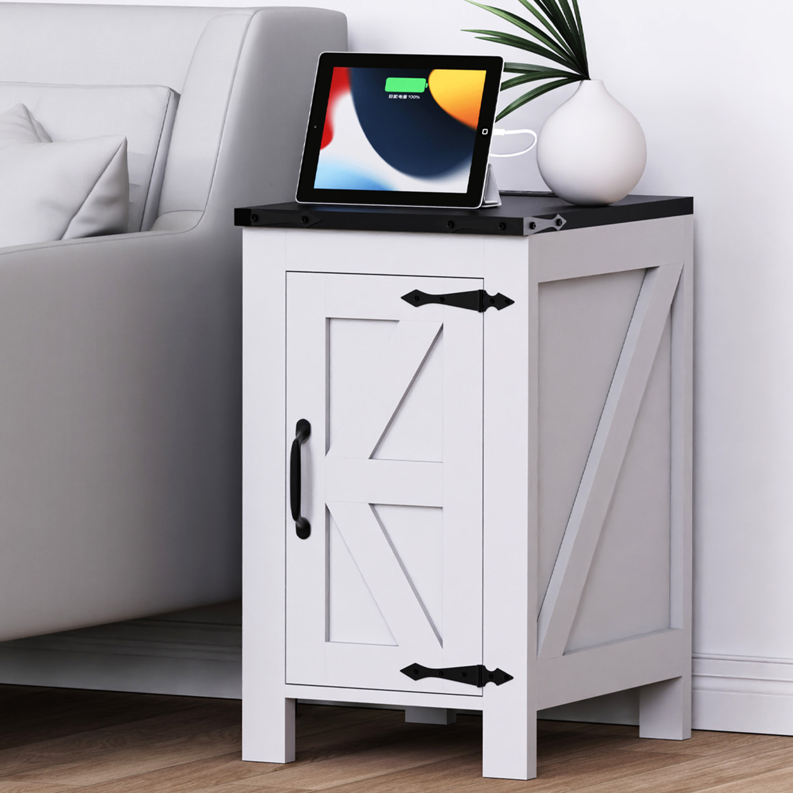 Oumilen Western Home End Table 3 Layers with Storage Shelf and Build-In ...