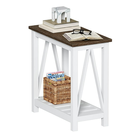 Farmhouse End Table, Narrow Side Table, Slim End Table with Storage ...