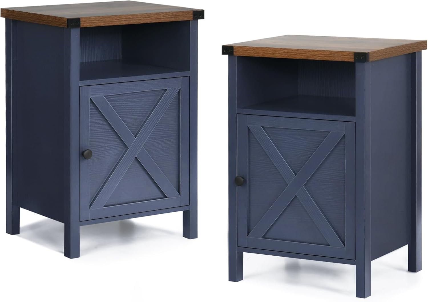 Farmhouse End Table, Nightstand, Set of 2, End Tables with Barn Door ...