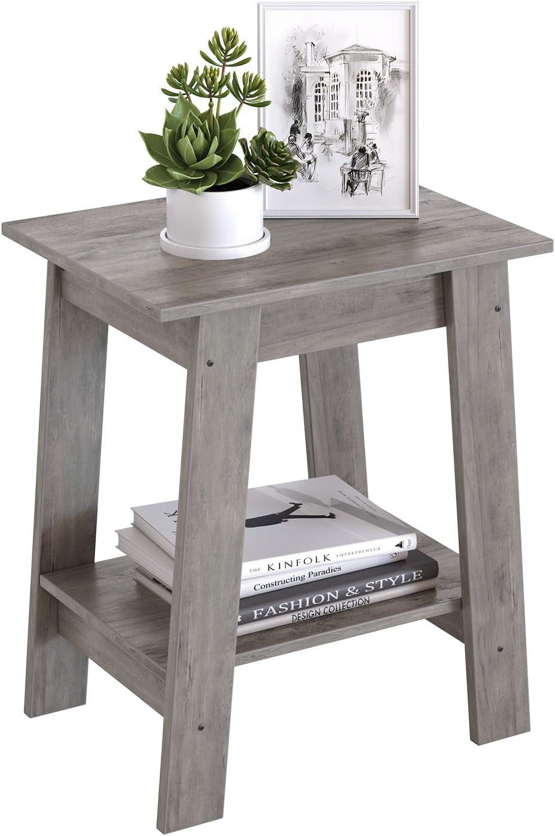 Farmhouse End Table, Rustic Side Table with Storage Shelf, Small Center ...