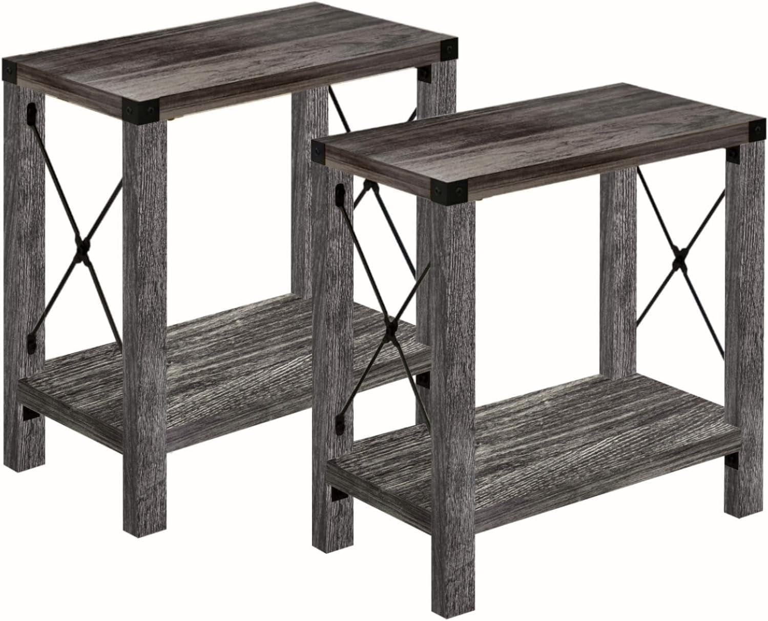 Farmhouse End Table for Small Spaces, Set of 2,Narrow Side End Table ...