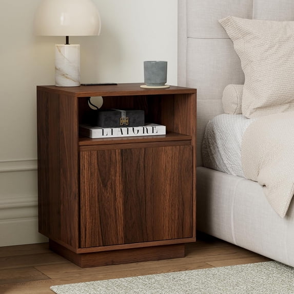 Farmhouse End Table with Charging Station, Modern Nightstands with ...