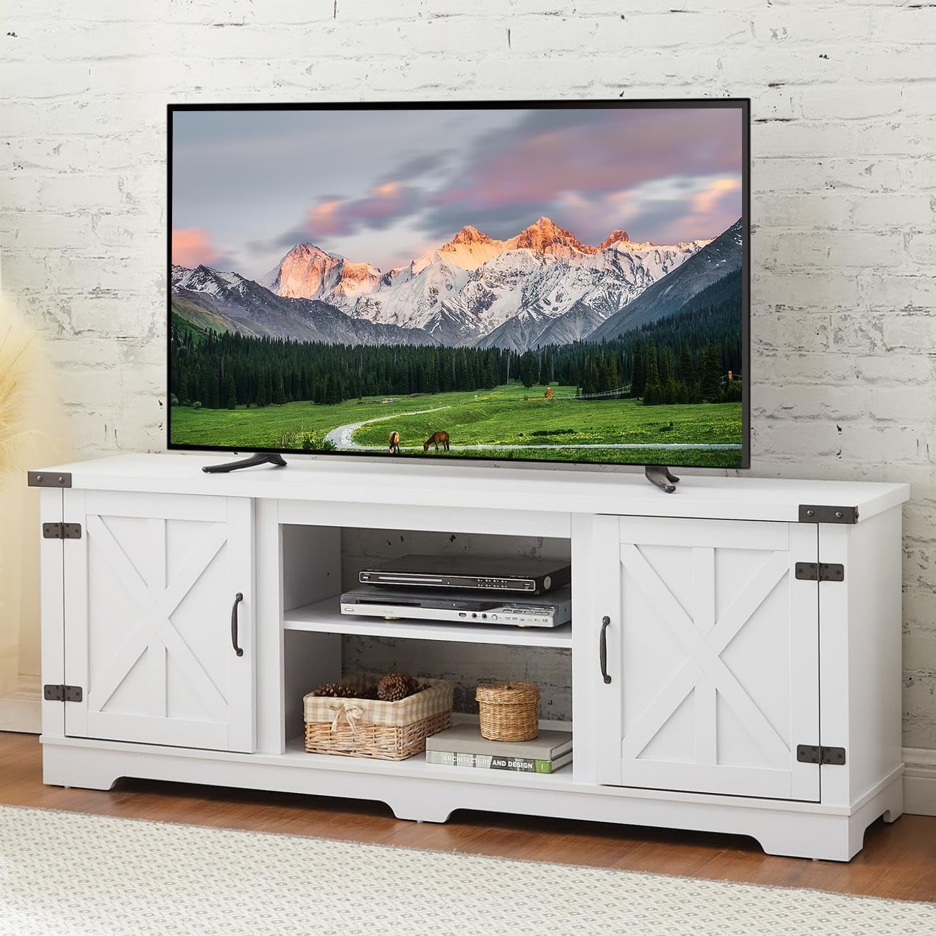 Farmhouse Entertainment Center for TVs Up to 75 inch, 65" W TV Stand ...